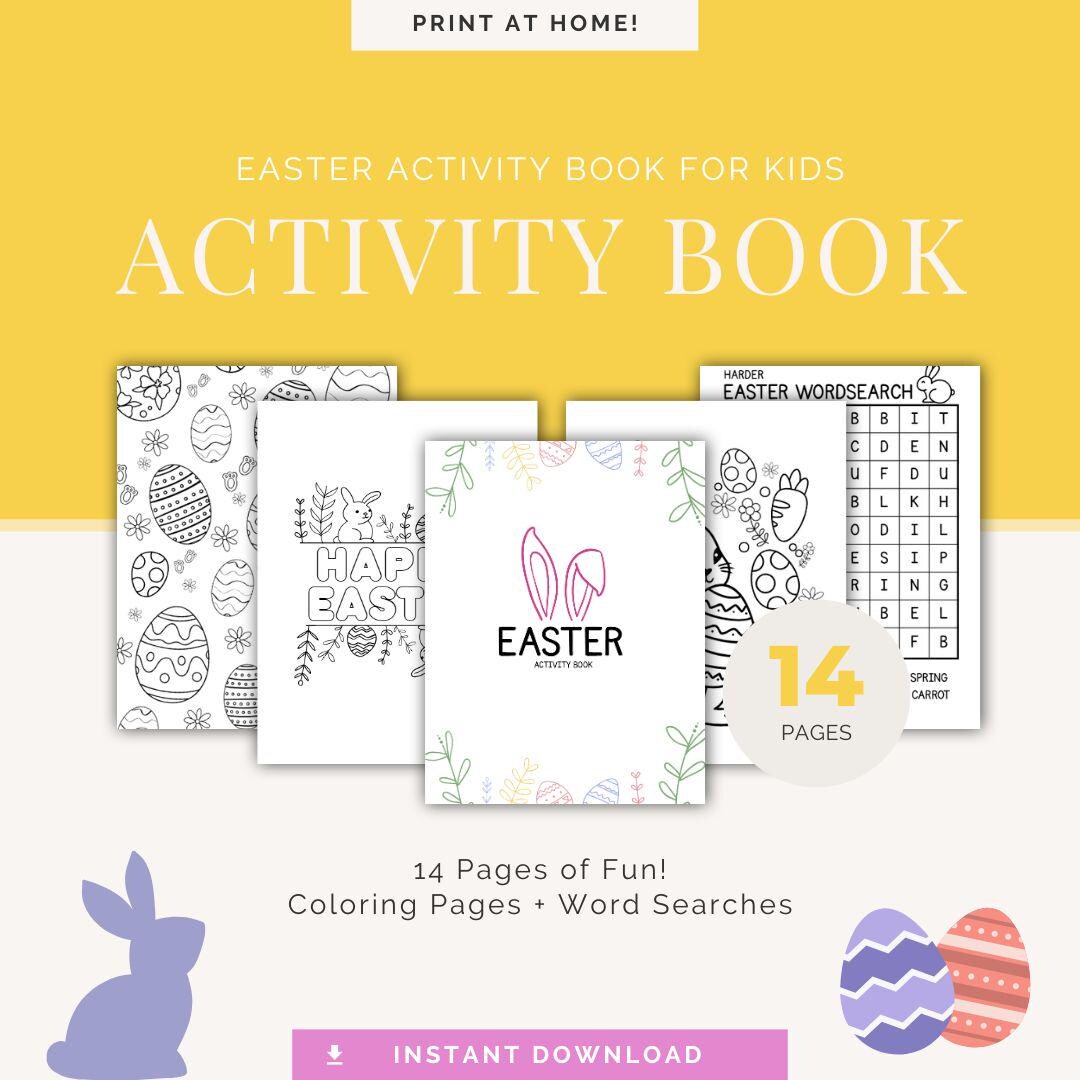 Easter Printable Activity Book for Kids | Coloring Pages & Word Search ...