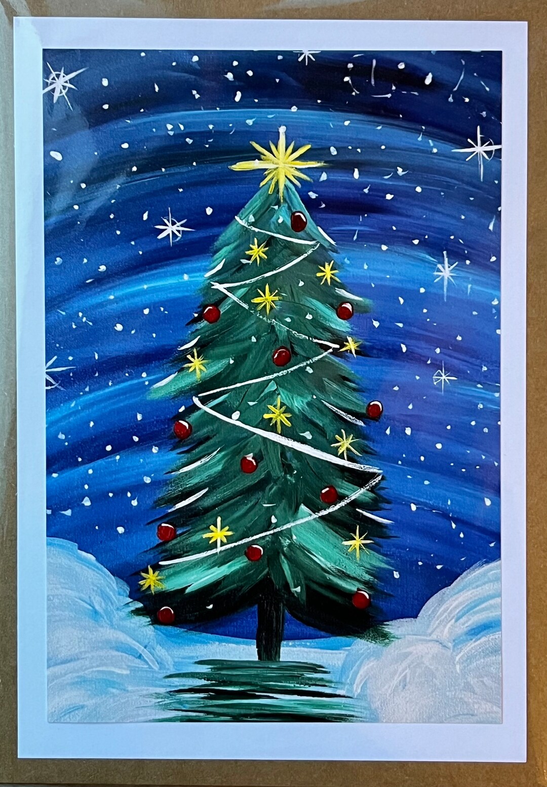 Hand Painted Christmas Tree Collection set of 5 Stationery - Etsy