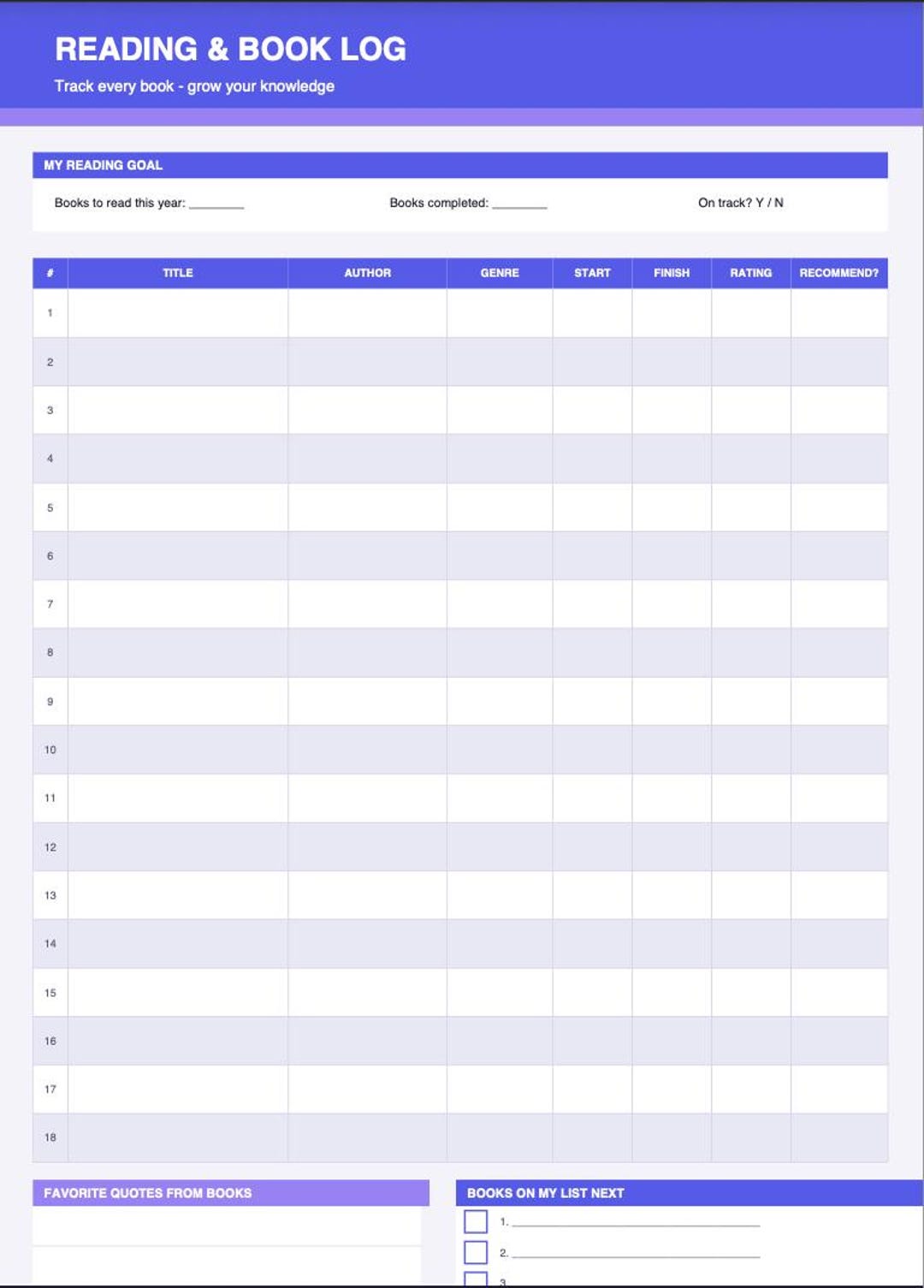 Reading Log PDF | Book Tracker Printable | Student Reading Journal ...