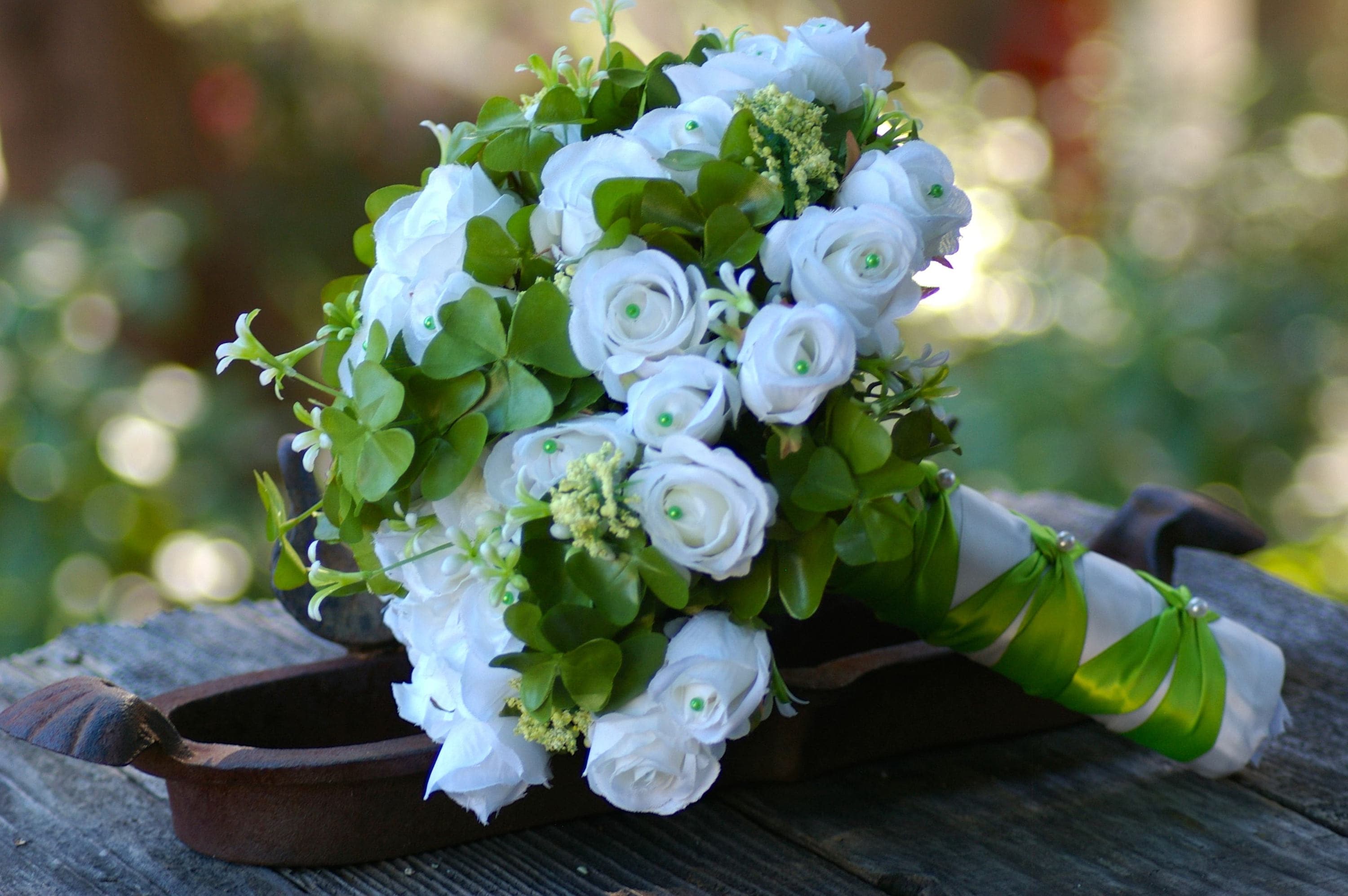 St. Patricks MAIDS or TOSS Bouquet Irish Budget Green ALL Faux Clover ...