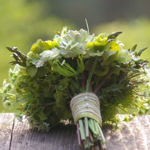 Green Silk Hops Bridal Boho Bouquet Faux Succulent Hand Tied - Etsy