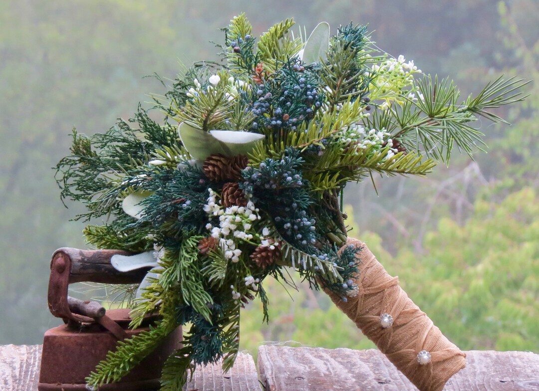 LARGE Tahoe Winter Preserved Rose, Juniper, Lavender Wedding Bouquet - Etsy