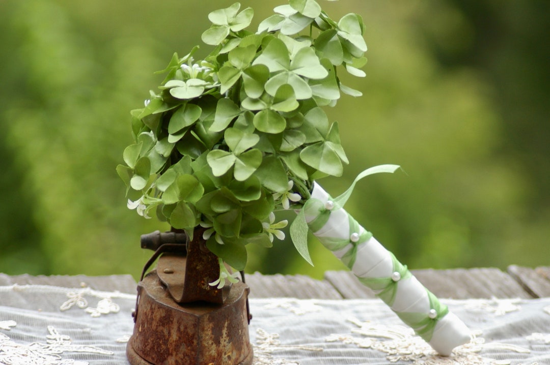 St. Patricks MAIDS or TOSS Bouquet Irish Budget Green ALL Faux Clover ...