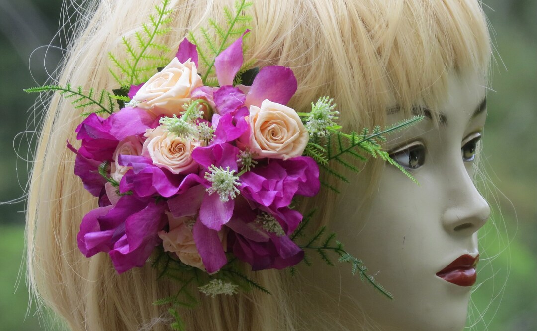 Tropical Hawaiian Hybrid Comb Preserved Rose and Dried Orchid. Wedding ...