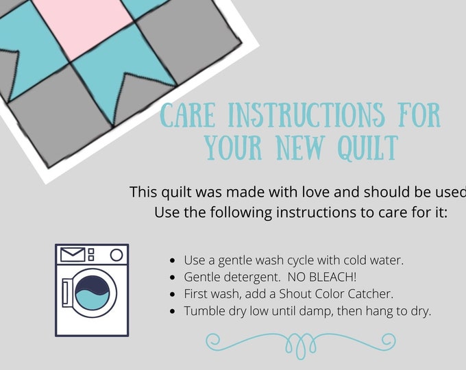 Printable Quilt Care Card in PDF, JPG and PNG - Etsy