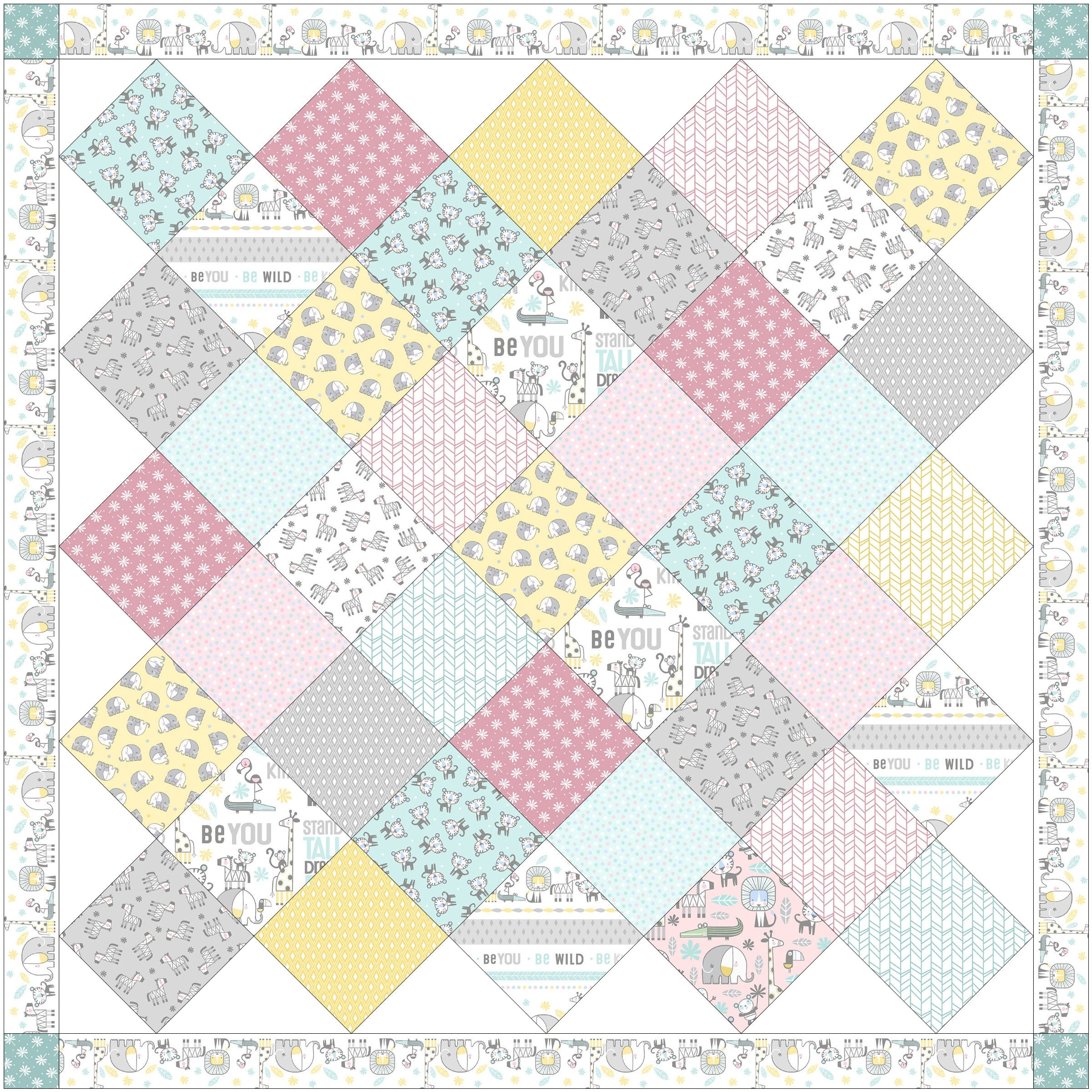 Gma's Patchwork Quilt Pattern PDF Instant Download Beginner Friendly Baby / Lap Size. Great for ...