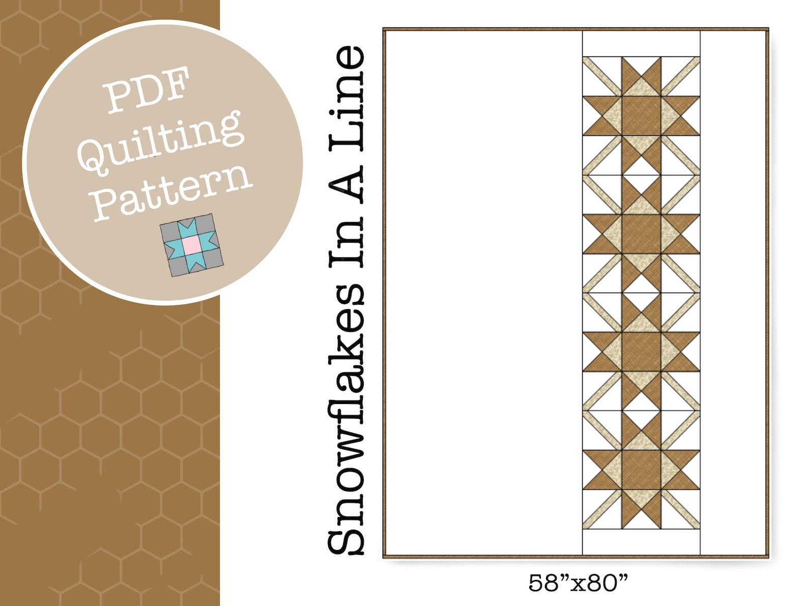 Snowflakes in a Line Quilt Pattern, PDF, Printable, Instant Download ...