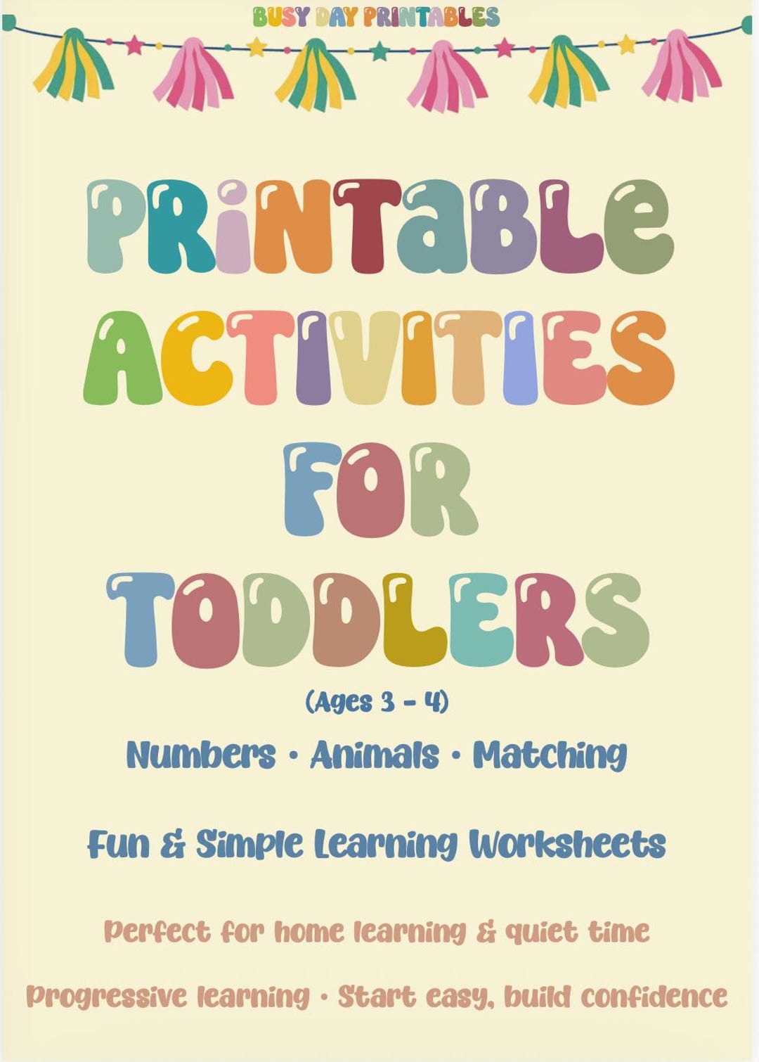Printable Toddler Activities Ages 3-4 | Numbers, Animals, Matching ...