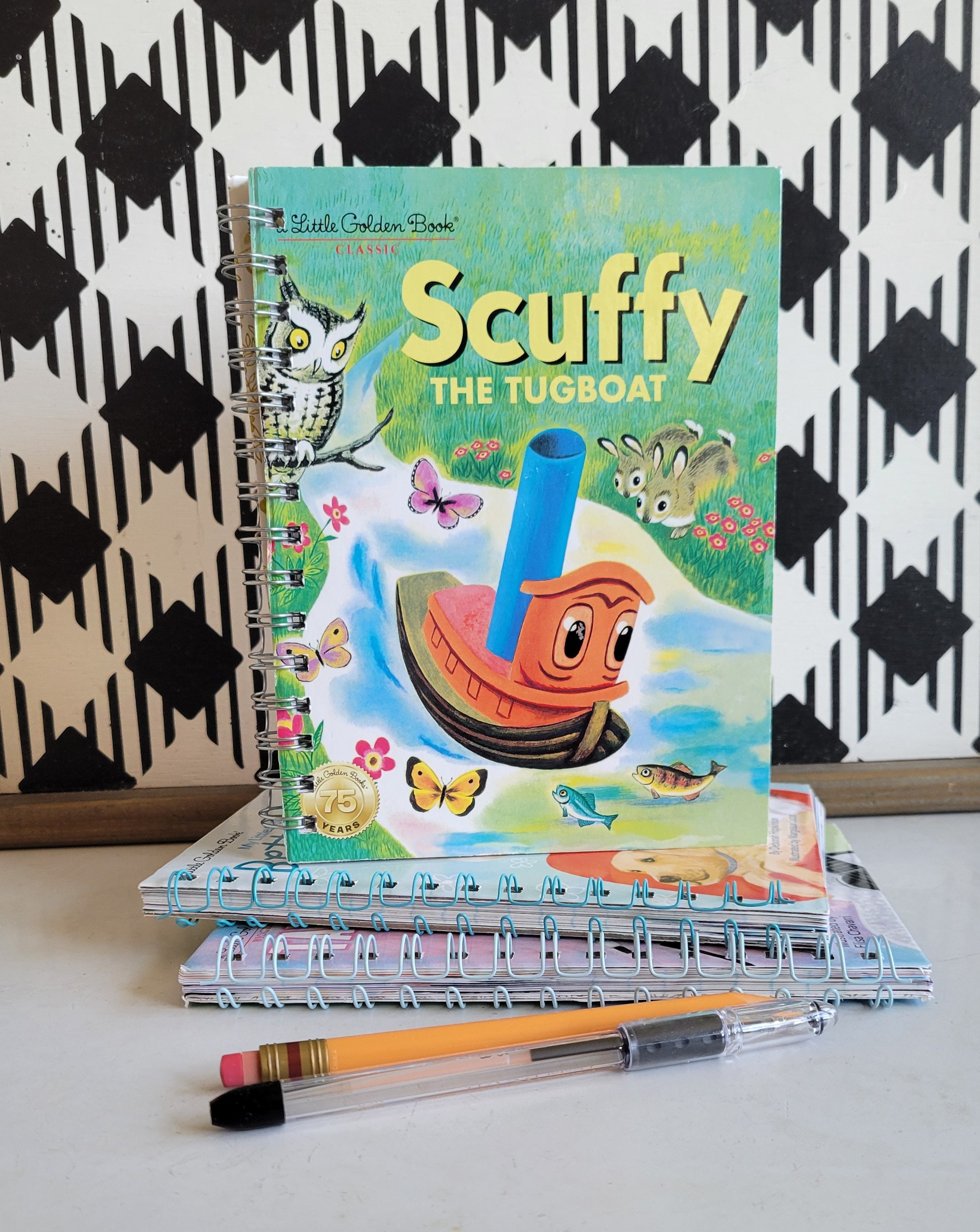 Scuffy the Tugboat Little Golden Book Altered Wirebound Notebook - Etsy