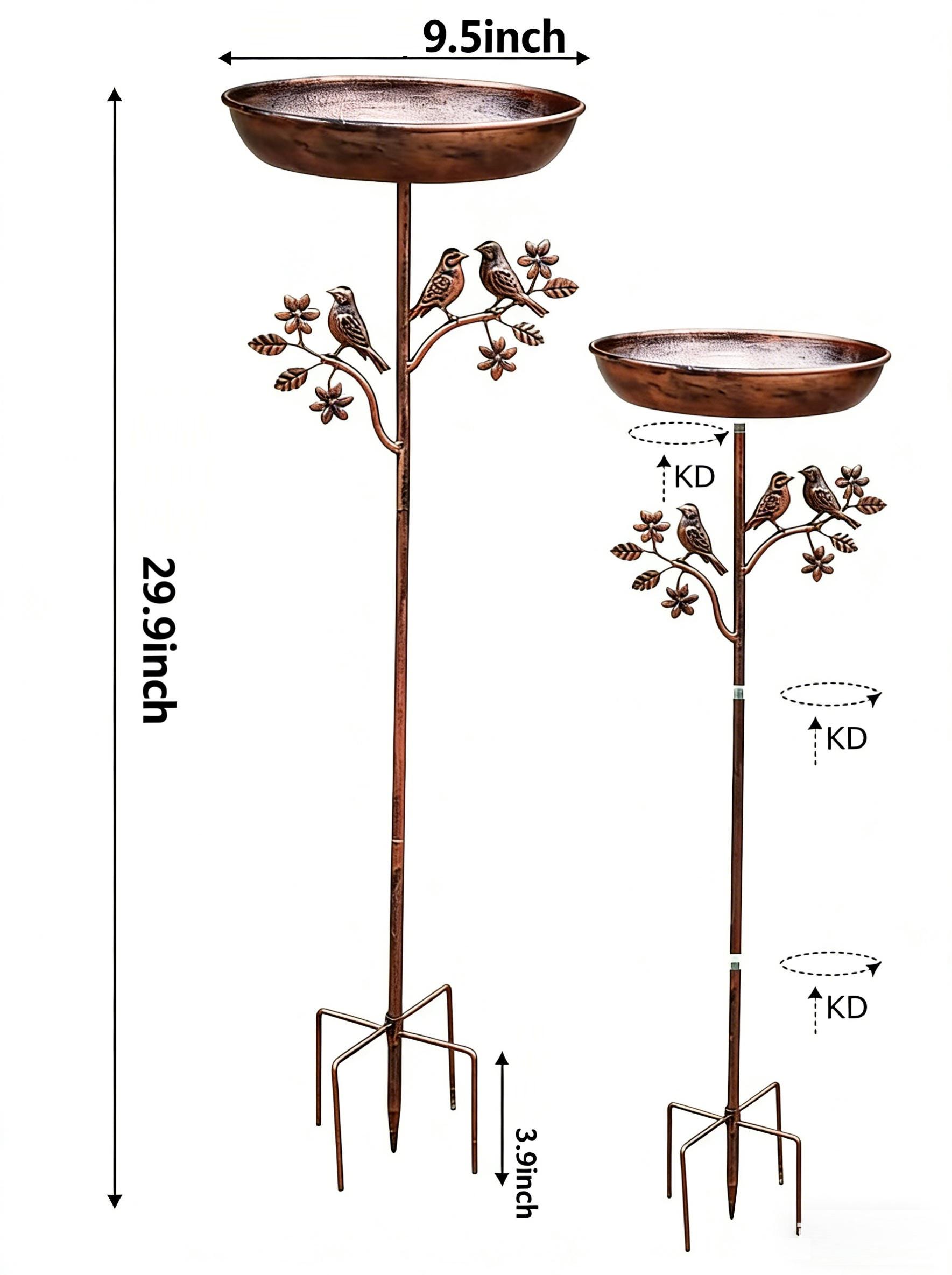 Vintage Bronze Bird Bath Stand, Rustic Garden Art, Wrought Iron Bird ...