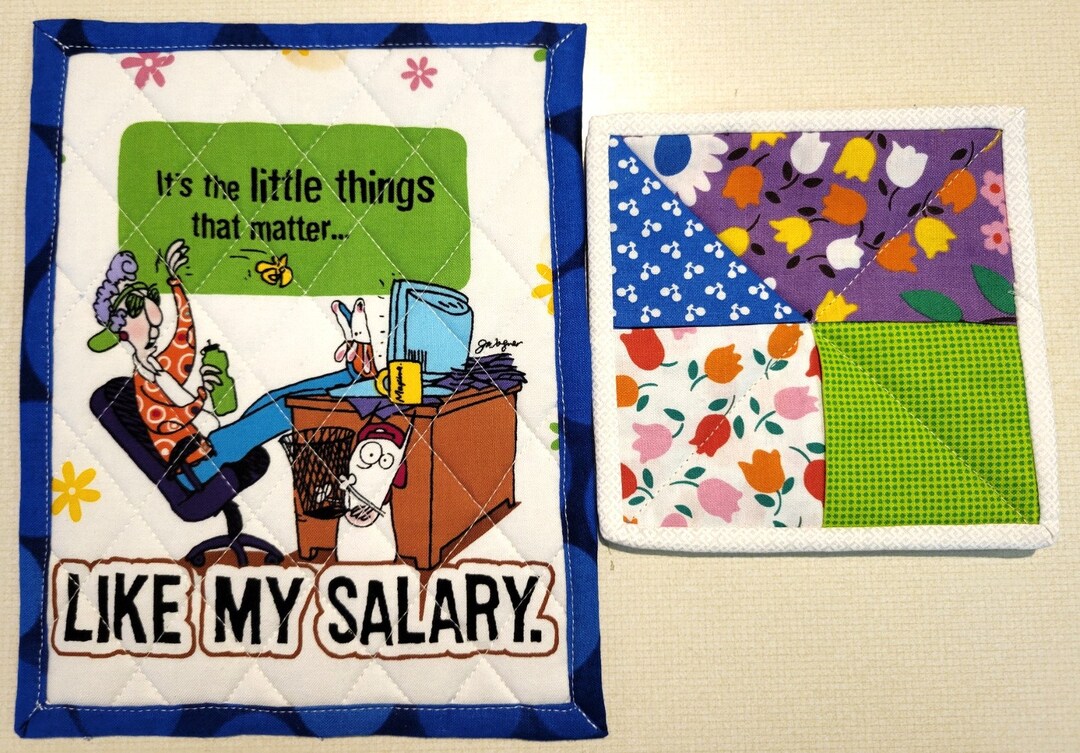 MAXINE Caracter Quilted HOT Pad and COASTER for Sale 1 Mug Rug, 1 Hot ...