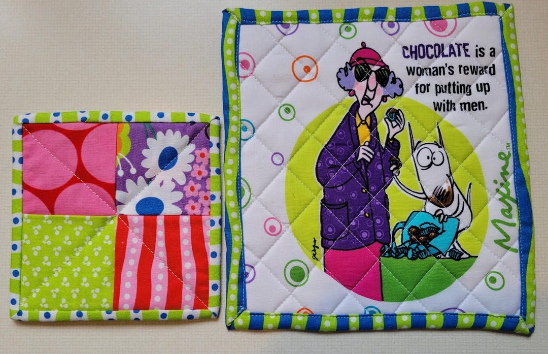 MAXINE Caracter Quilted HOT PAD Comes With 1 Coaster to Match. Mug Rugs ...