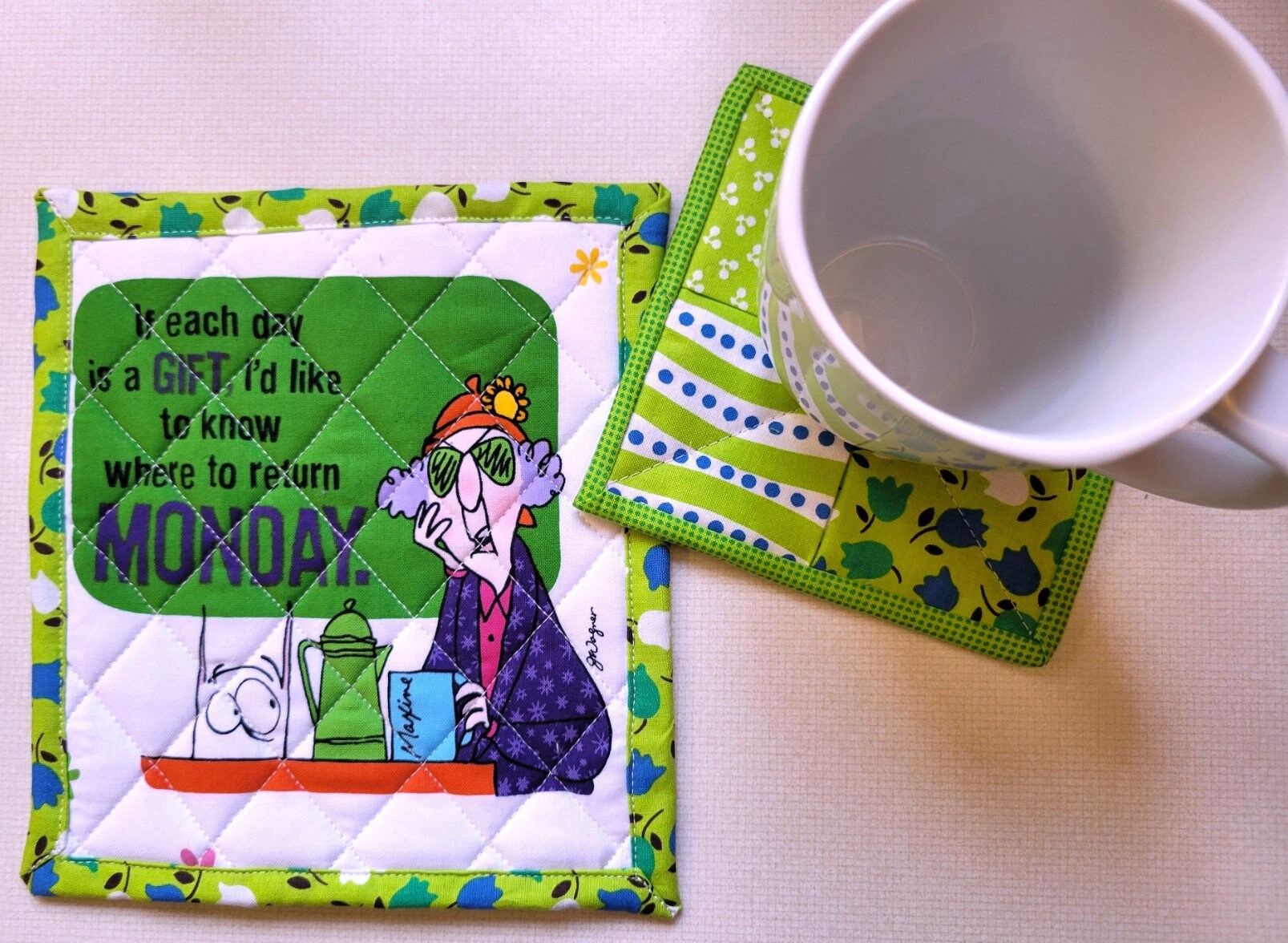 MAXINE Caracter Quilted HOT Pad and COASTER for Sale Mug Rugs, Hot Pads ...