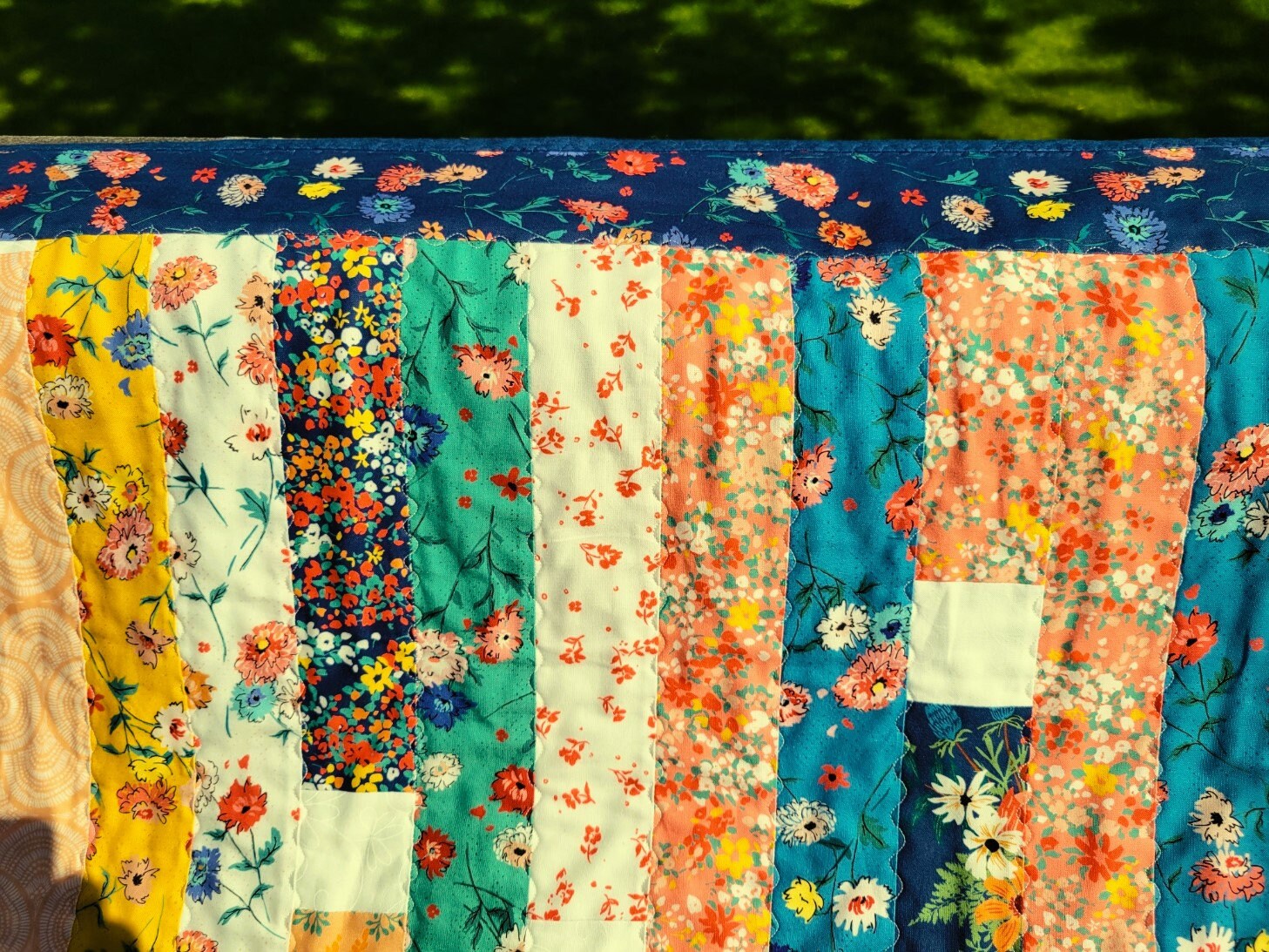 HANDMADE QUILT for SALE Throw Strip Quilt Beautiful Bright Multi Colors ...