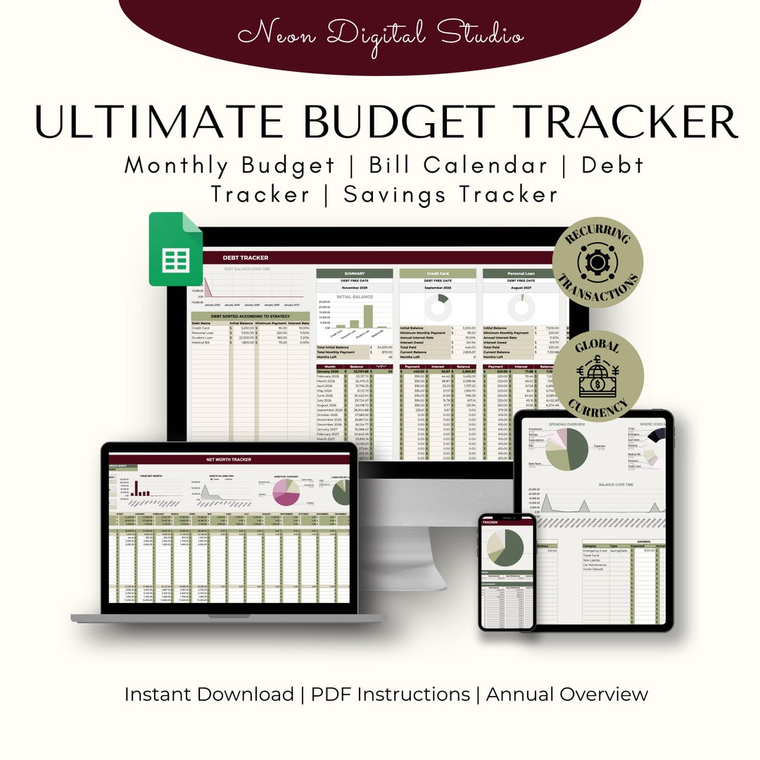 Ultimate Annual Budget Spreadsheet Excel Google Sheets Budget Template ...