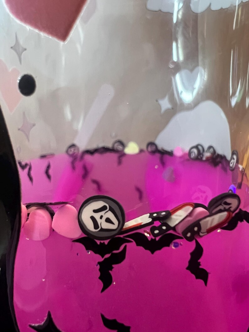24oz Ghost Face Tumbler, Glow Lava, Pink Lid, Boba Straw, Bats, Hearts ...