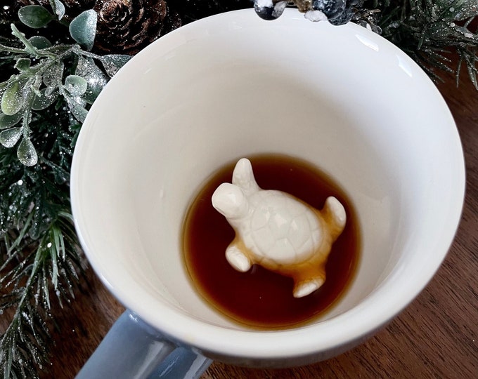 TURTLE Ceramic Mug by Creature Cups | Surprise 3D Ocean Animal at ...