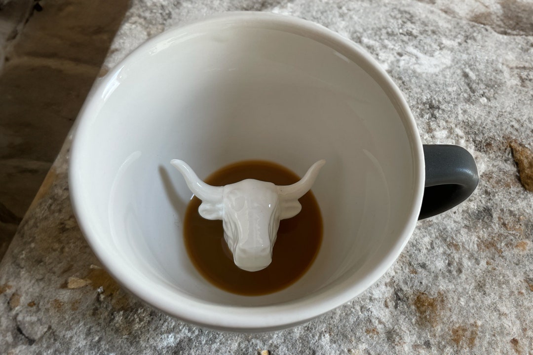 BULL COW Ceramic Mug by Creature Cups | 3D Animal at Bottom of Coffee ...