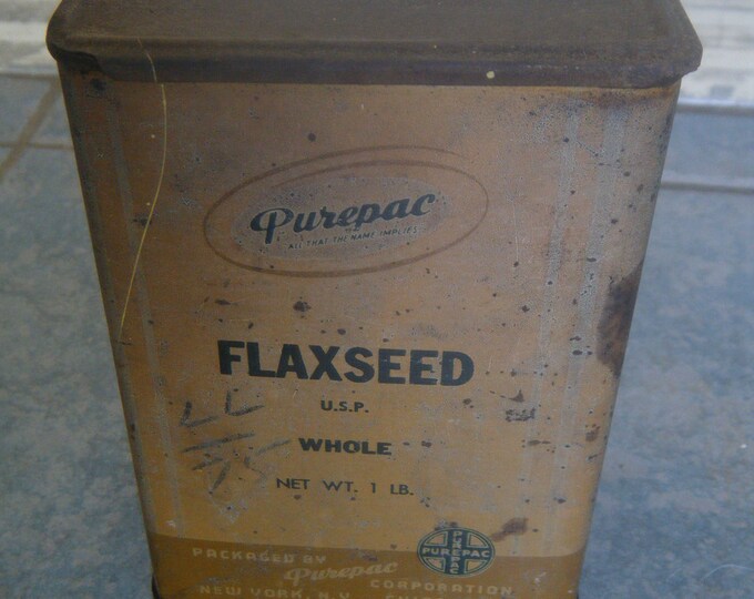 Vintage Purepac Whole Flaxseed Tin/box sliding Lid - Etsy