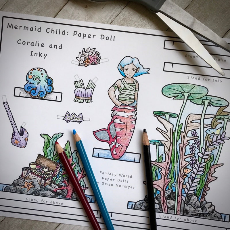 Mermaid Paper Dolls - Etsy