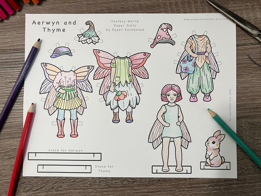 Fantasy Paper Doll Series, Forest Fairies, Aerwyn & Thyme, Printable ...