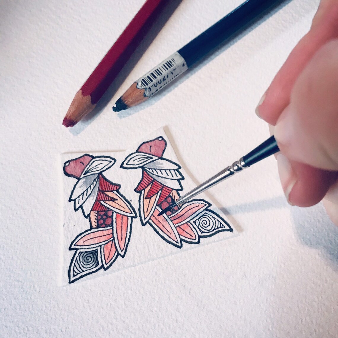 Zentangle Red Fox Earrings Hand Painted Fox Jewelry | Etsy