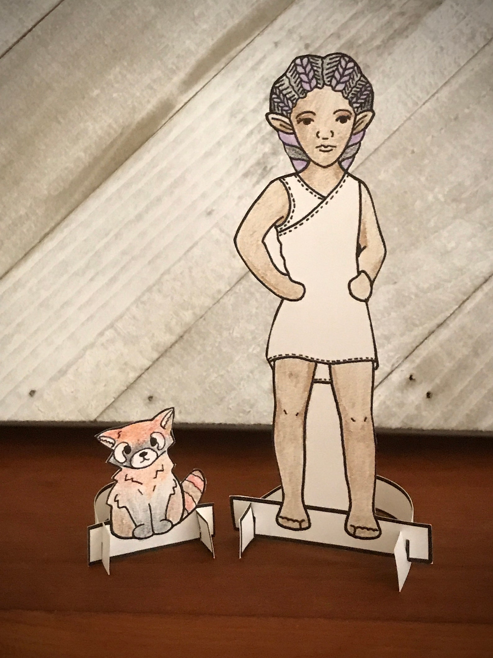 Elf Child Paper Doll With Pet Red Panda Printable Digital - Etsy