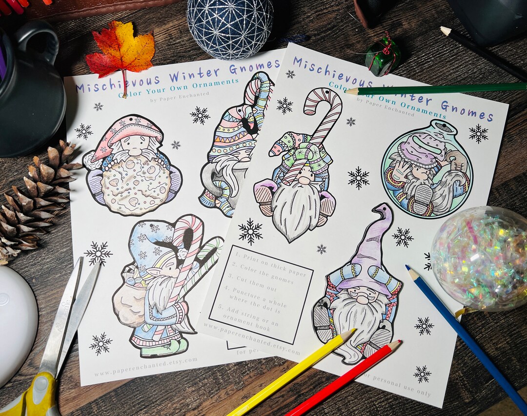 Winter Holiday Gnomes Coloring Pages, Printable Kids Activity - Etsy