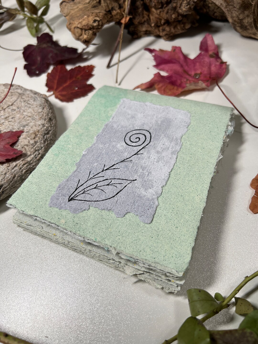 Spiral Leaf Notebook Hand Recycled Paper Blank Unlined - Etsy