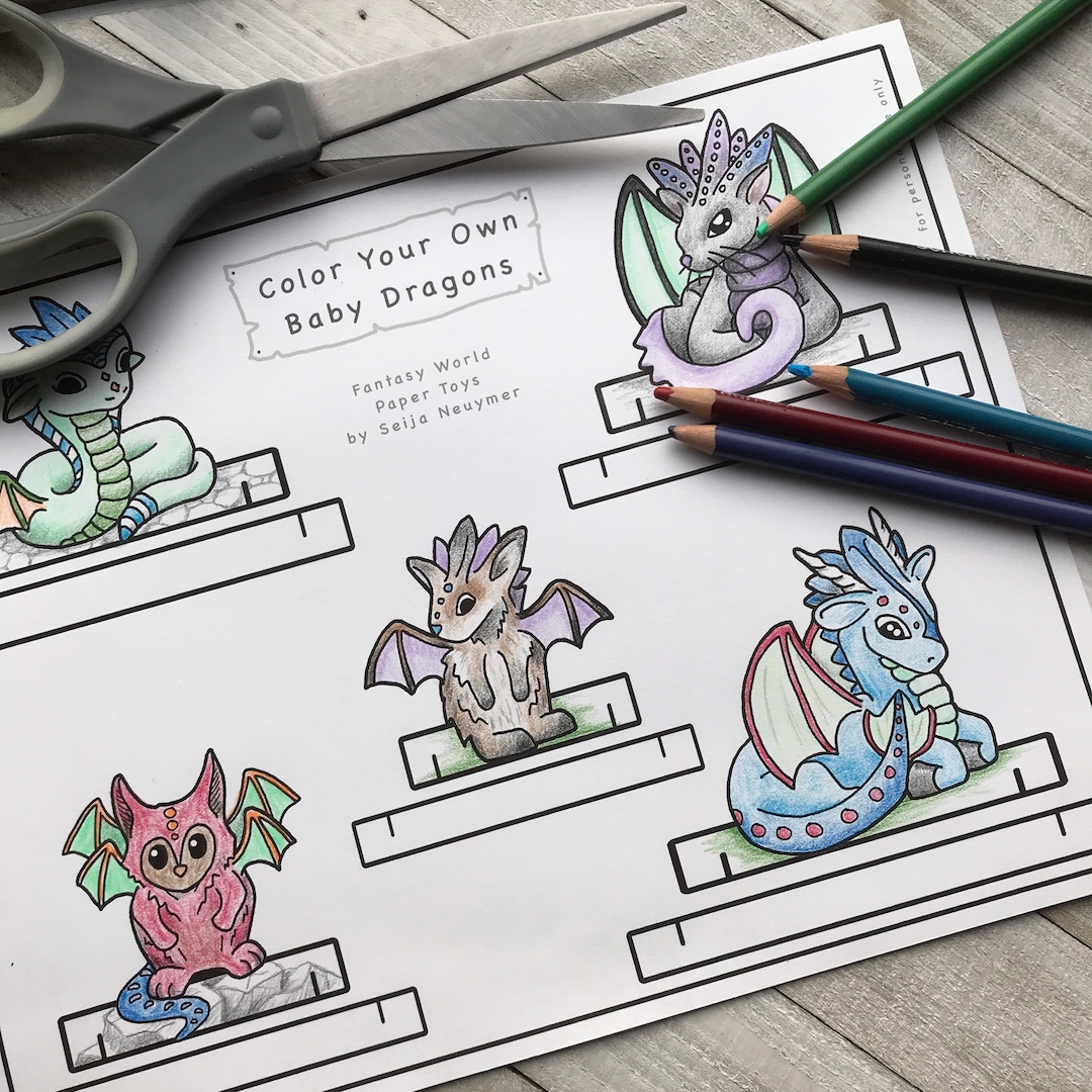 Dragon Paper Doll, Printable Coloring Page, Digital Download - Etsy