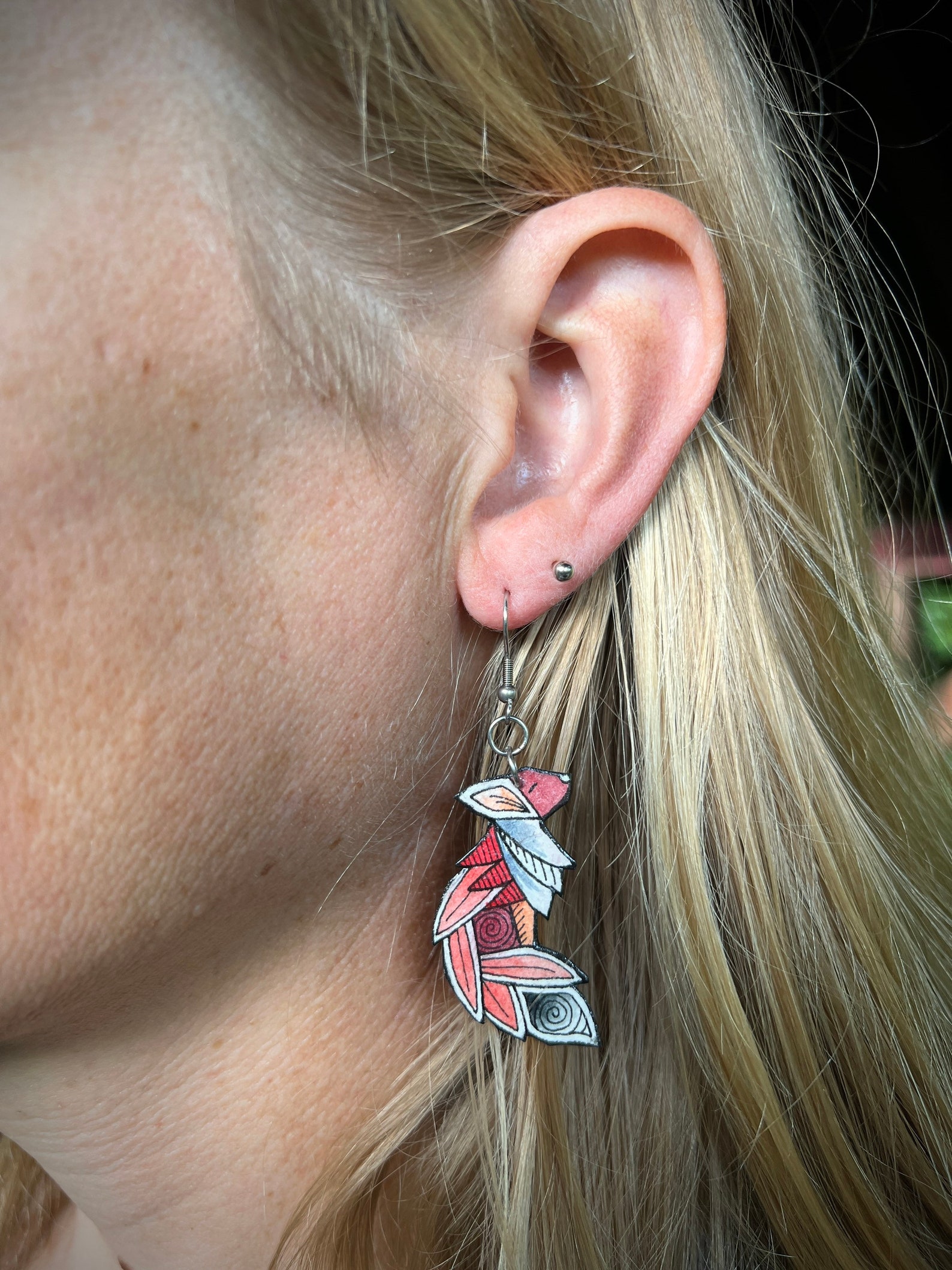 Zentangle Red Fox Earrings Hand Painted Fox Jewelry - Etsy