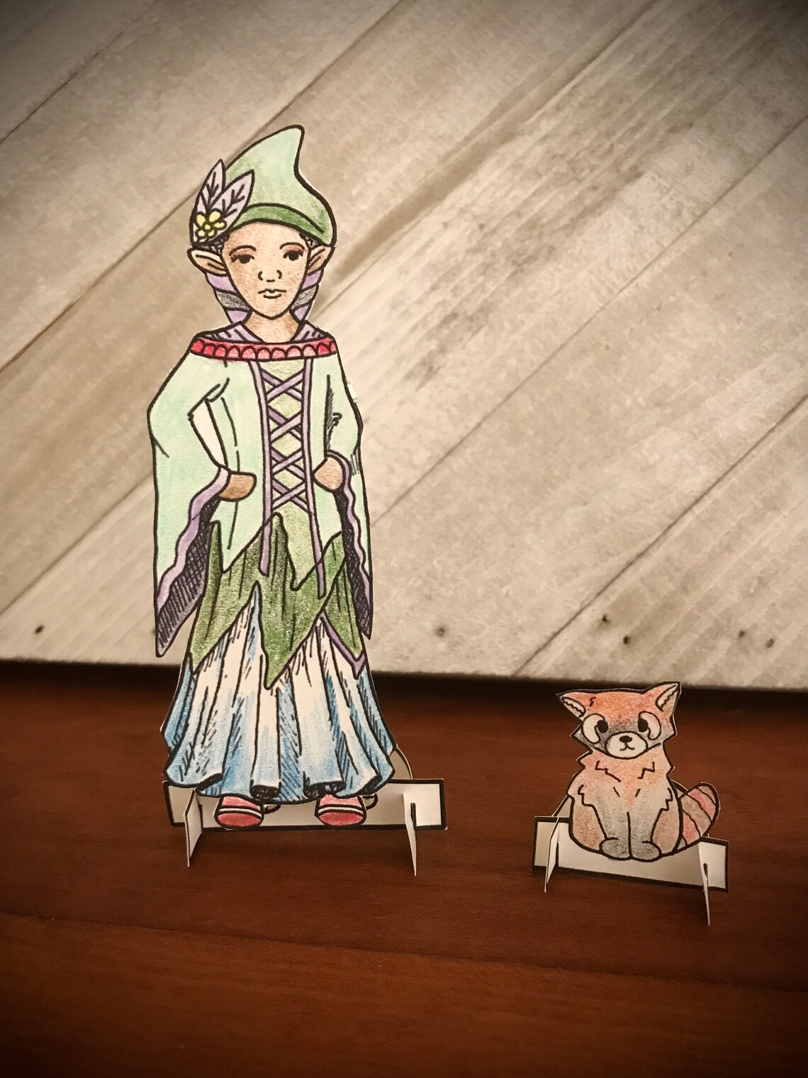 Elf Child Paper Doll With Pet Red Panda Printable Digital - Etsy