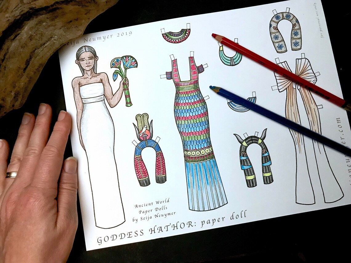Goddess Hathor Paper Doll, Digital Download, Printable Coloring Page - Etsy