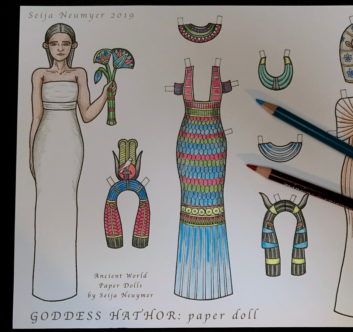 Goddess Hathor Paper Doll, Digital Download, Printable Coloring Page - Etsy
