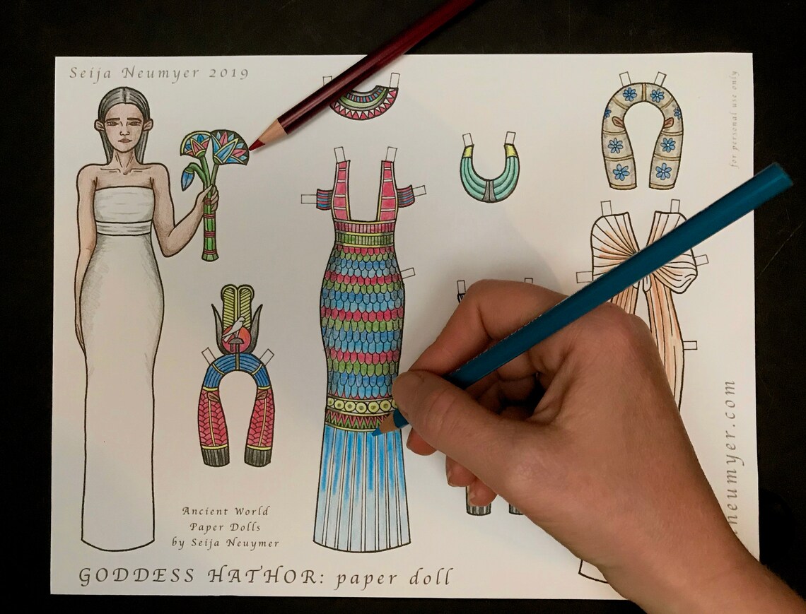 Goddess Hathor Paper Doll, Digital Download, Printable Coloring Page - Etsy