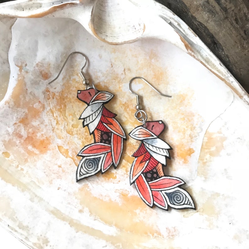 Zentangle Red Fox Earrings Hand Painted Fox Jewelry - Etsy