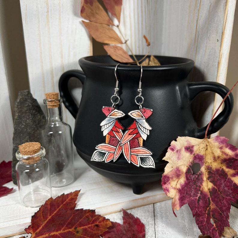 Zentangle Red Fox Earrings Hand Painted Fox Jewelry - Etsy