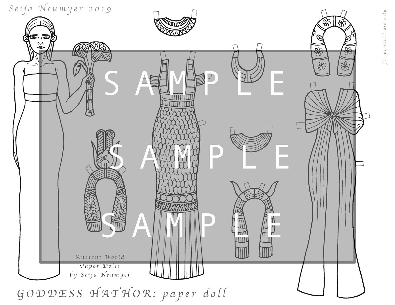 Goddess Hathor Paper Doll, Digital Download, Printable Coloring Page - Etsy