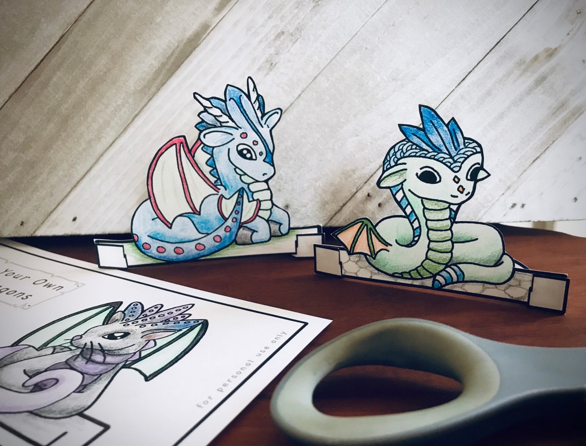Dragon Paper Doll, Printable Coloring Page, Digital Download - Etsy
