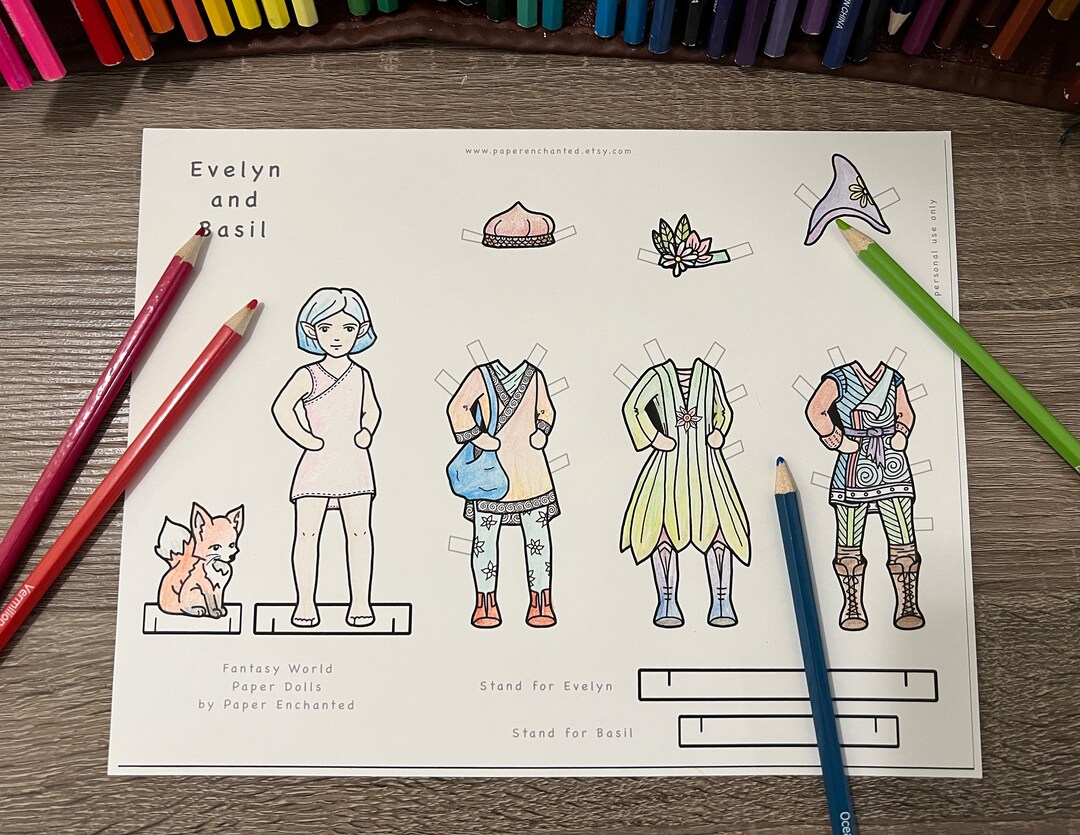 Fantasy Paper Doll Series, Forest Elves, Evelyn and Fox, Digital ...