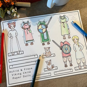 Viking Children Paper Dolls, Sheildmaidens, Coloring Page, Printable ...