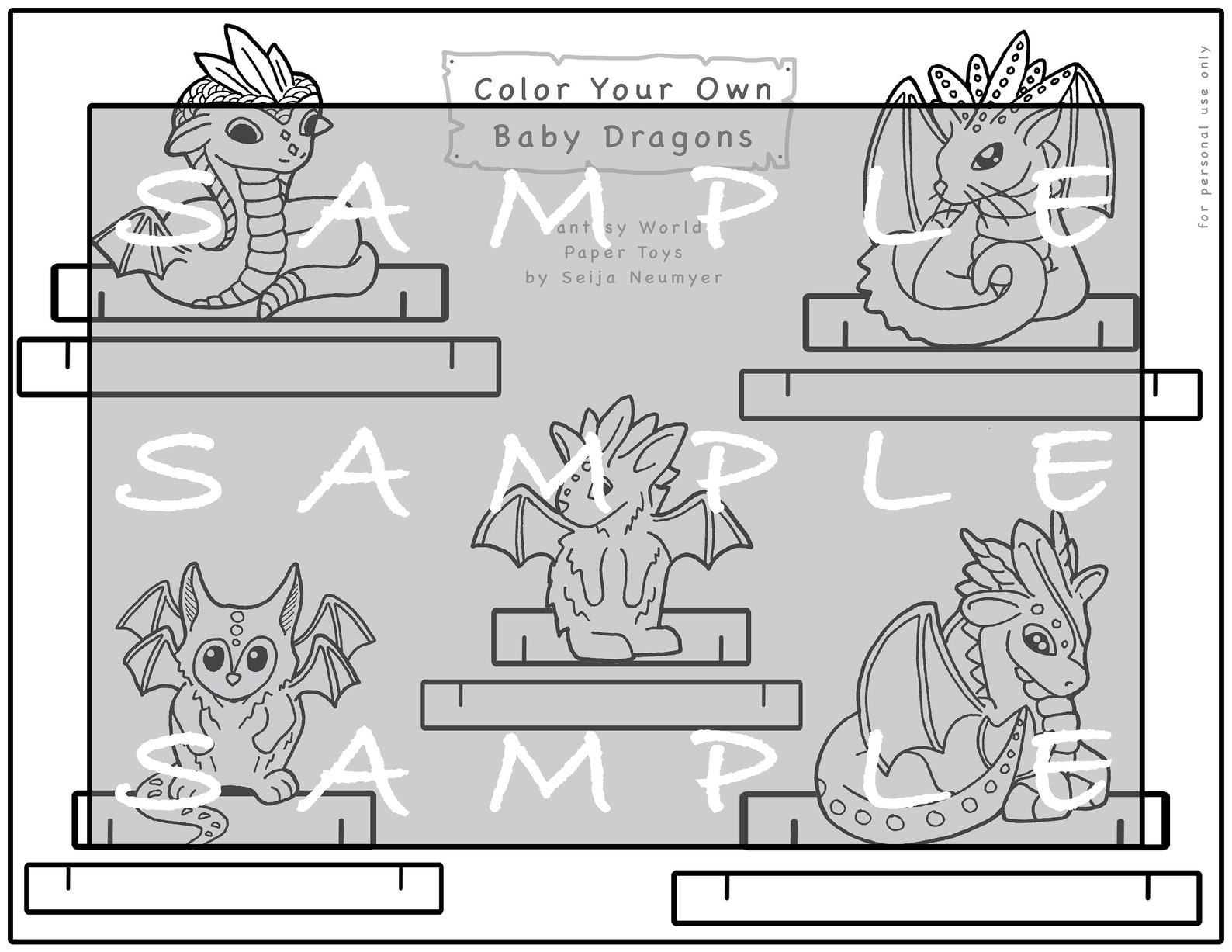 Dragon Paper Doll, Printable Coloring Page, Digital Download - Etsy
