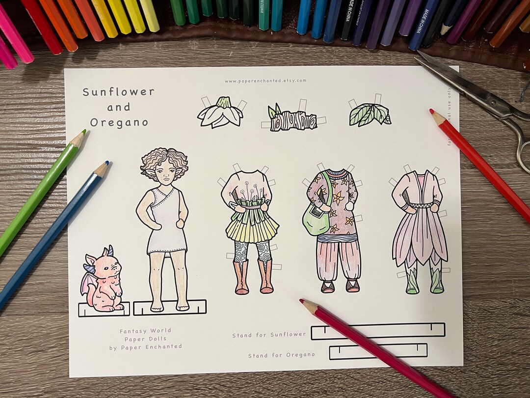 Fantasy Paper Doll Series, Forest Elves, Elf Child and Pet Dragon ...