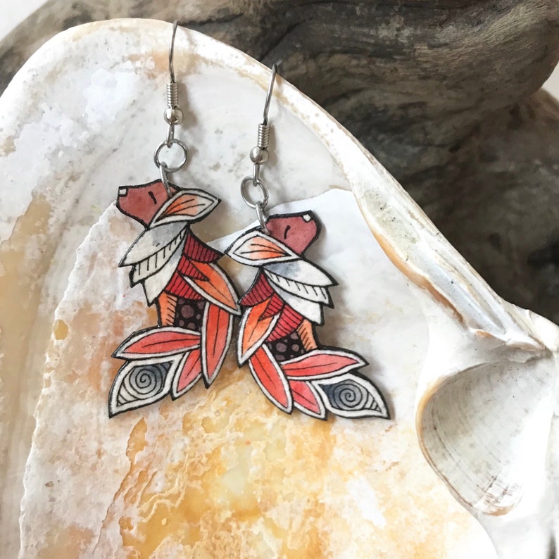 Zentangle Red Fox Earrings Hand Painted Fox Jewelry - Etsy