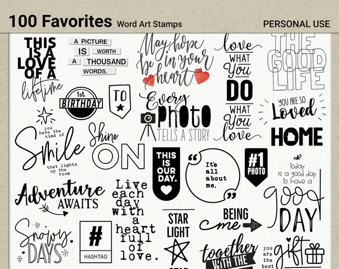 Digital Word Art Sets Overlays & Printable Art by WordArtWorld