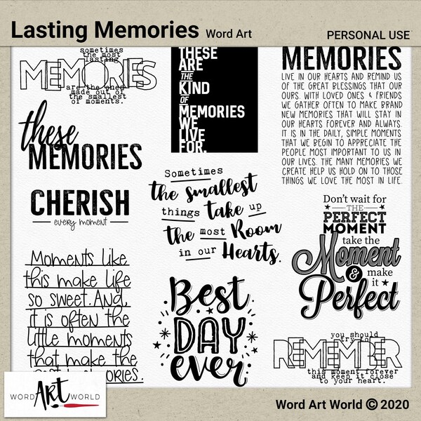 Memories Word Art - Etsy