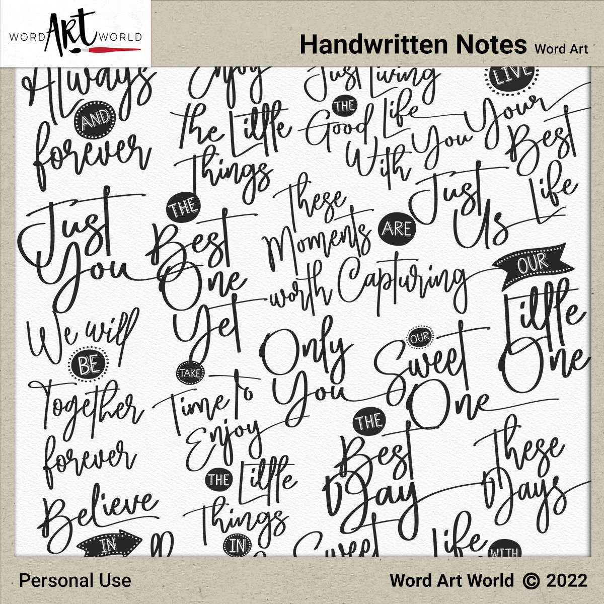 Digital and Printable Overlay Word Art Set - Instant Download ...