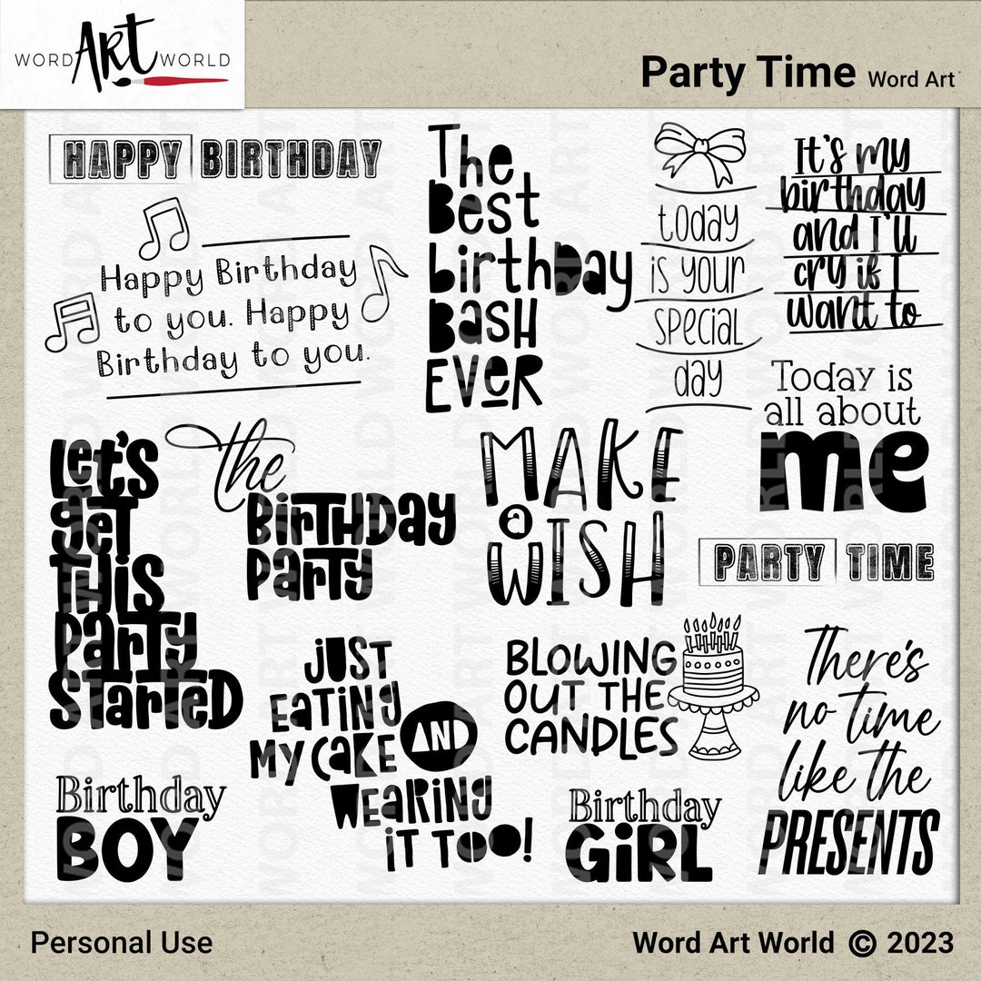 Digital and Printable Overlay Word Art Set - Instant Download - Party ...