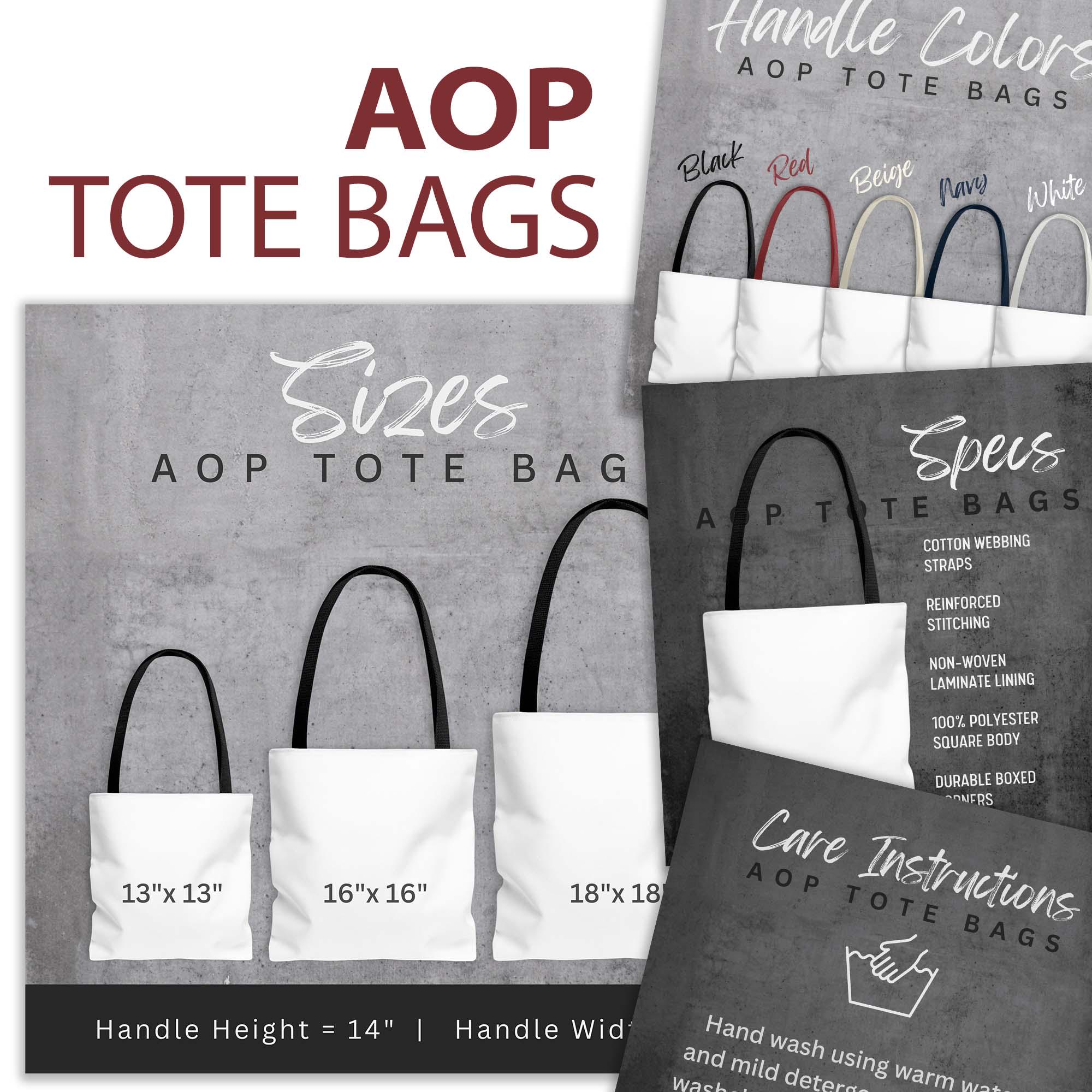 AOP Tote Bag Size Charts and Specs Bundle PRINTIFY | Instant Digital ...