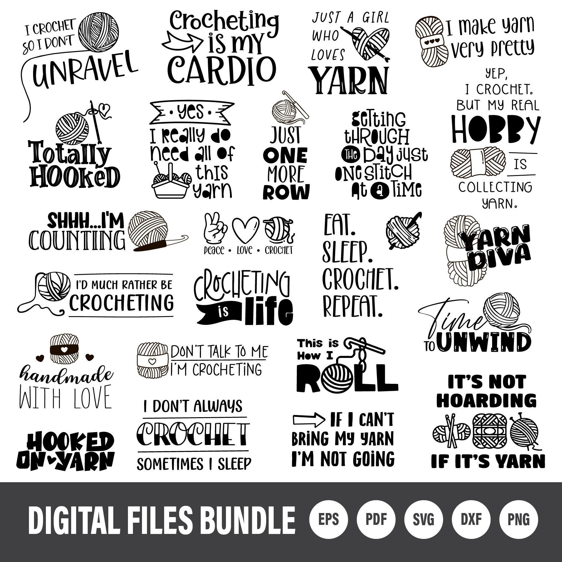Crochet SVG Clipart Bundle | Commercial Use | Digital EPS PNG | Instant ...